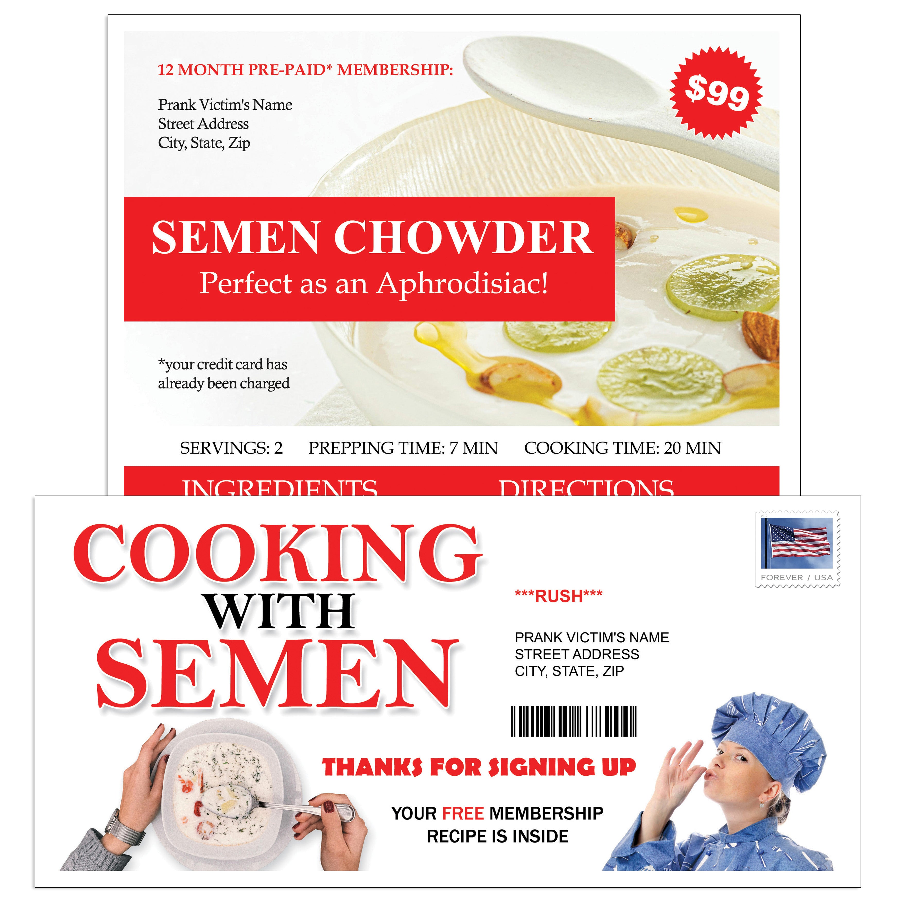 Cooking With Semen Joke Mail Prank Letter – Design Doggie