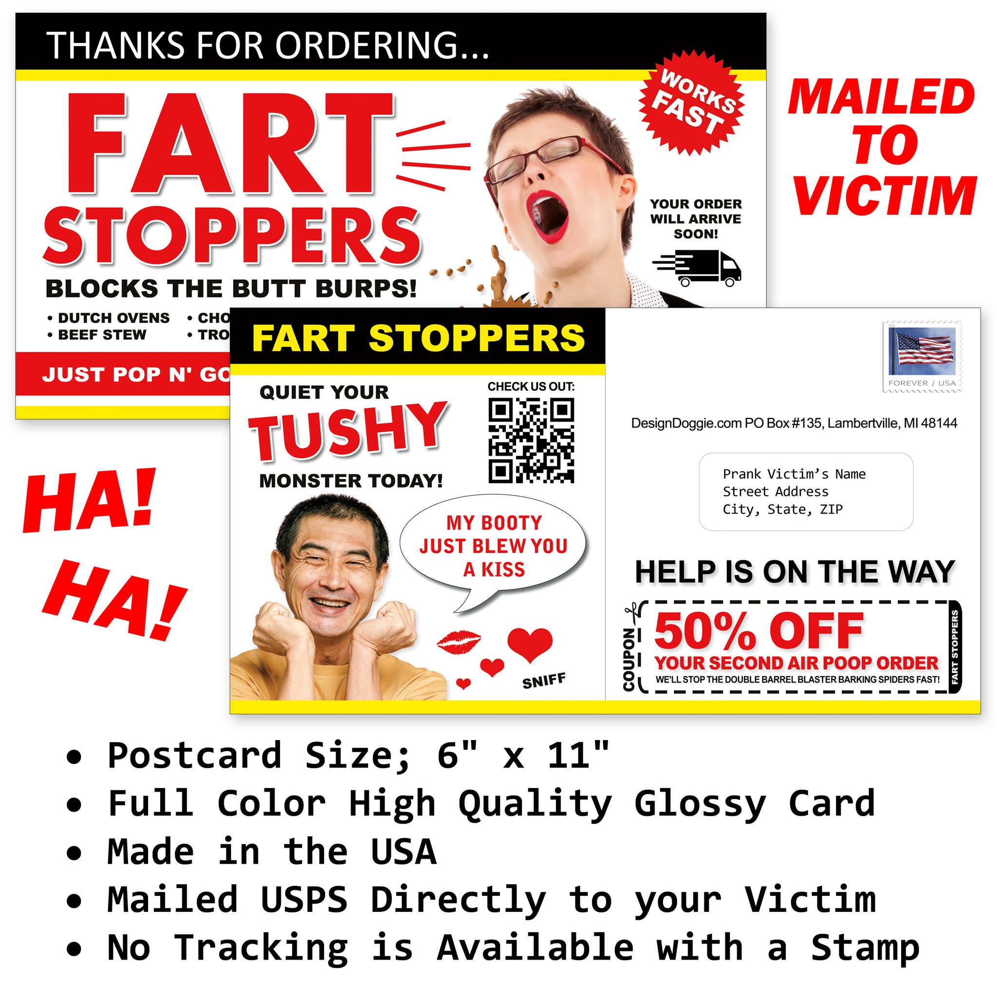 Fart Stoppers Oversized Postcard Prank Mail – Design Doggie