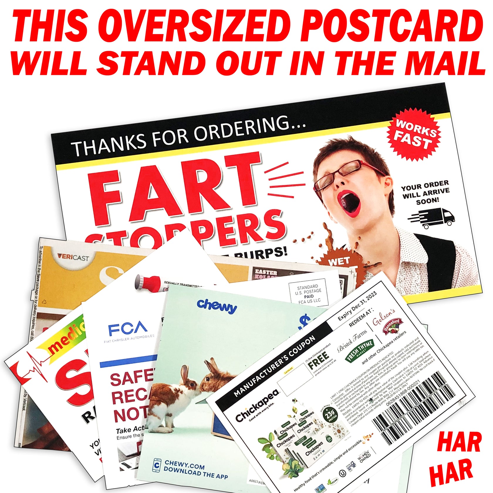 Fart Stoppers Oversized Postcard Prank Mail – Design Doggie