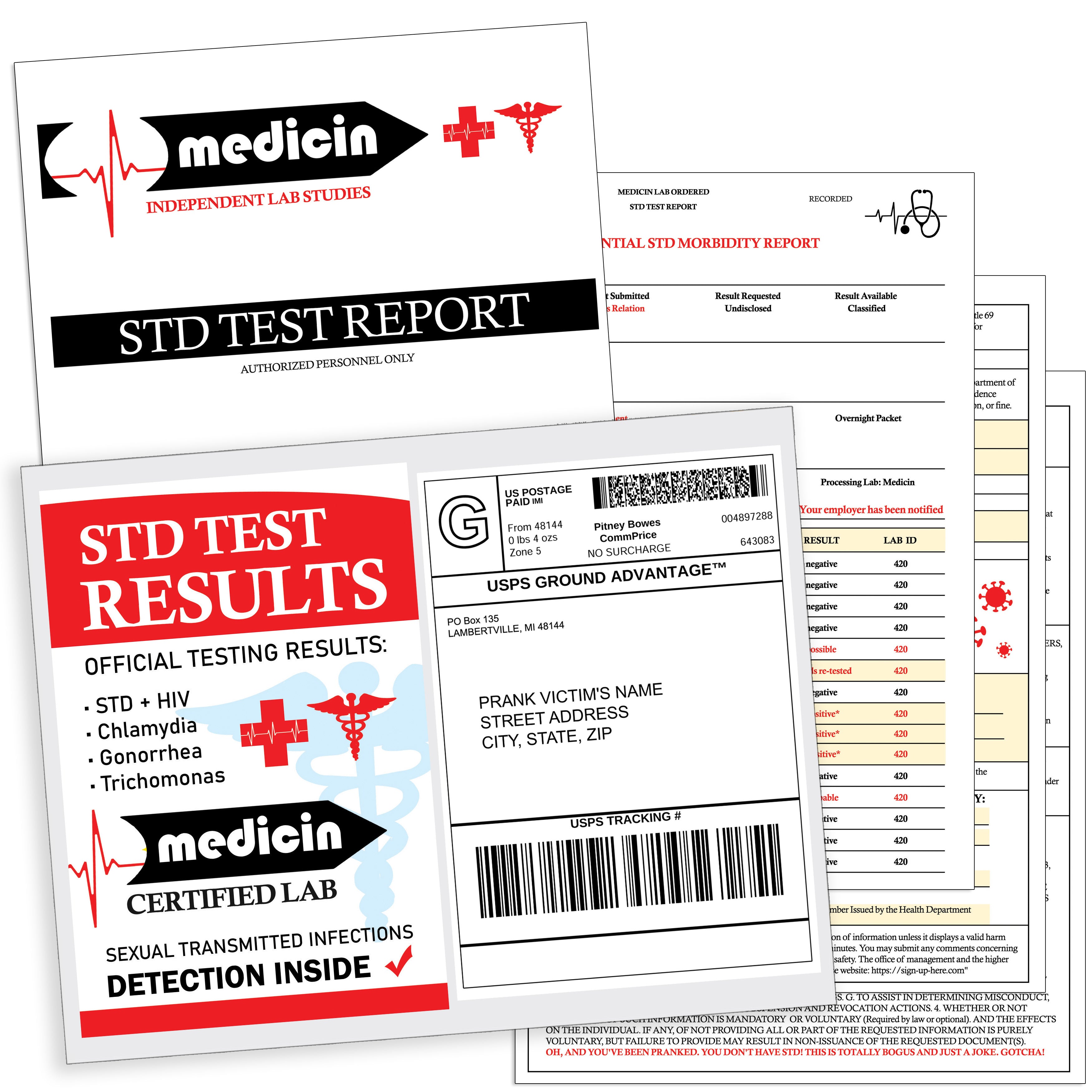 STD Notice Report Fake Prank Mail Gag Gift for Revenge! – Design Doggie