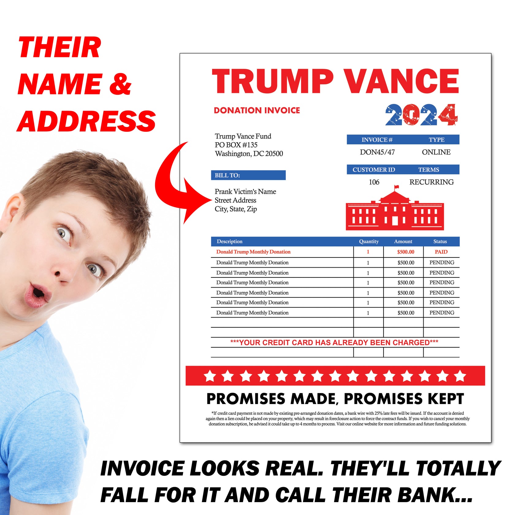 President 47 Donald Trump Vance Winner's Fake Donation Letter – Design ...
