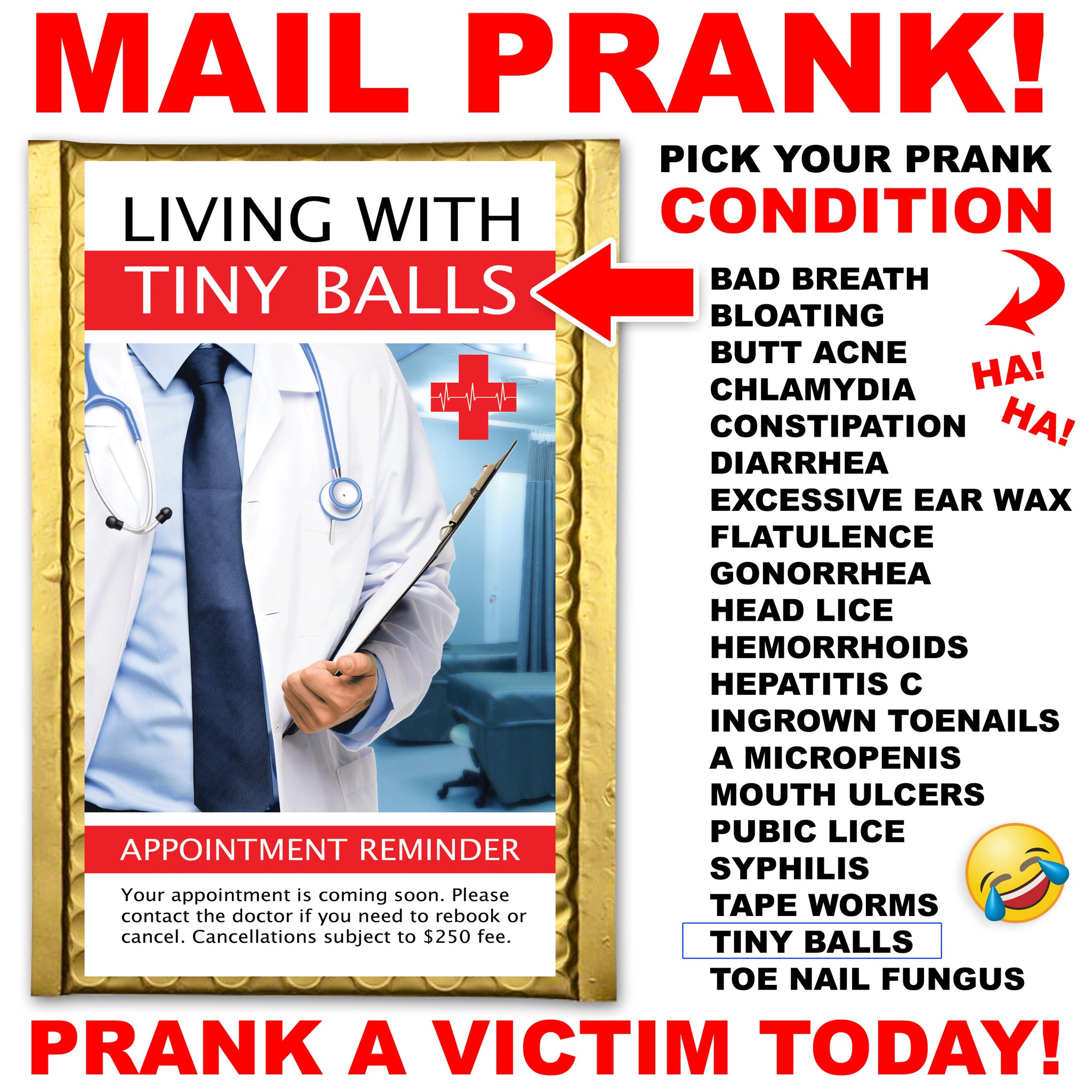 Doctor Appointment Prank 20 Fake Conditions Prank Mail – Design Doggie