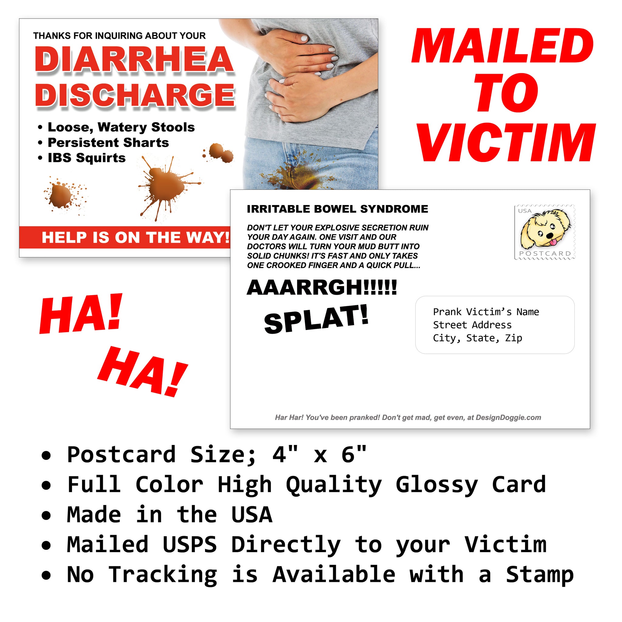 Diarrhea Discharge IBS Funny Prank Postcard – Design Doggie